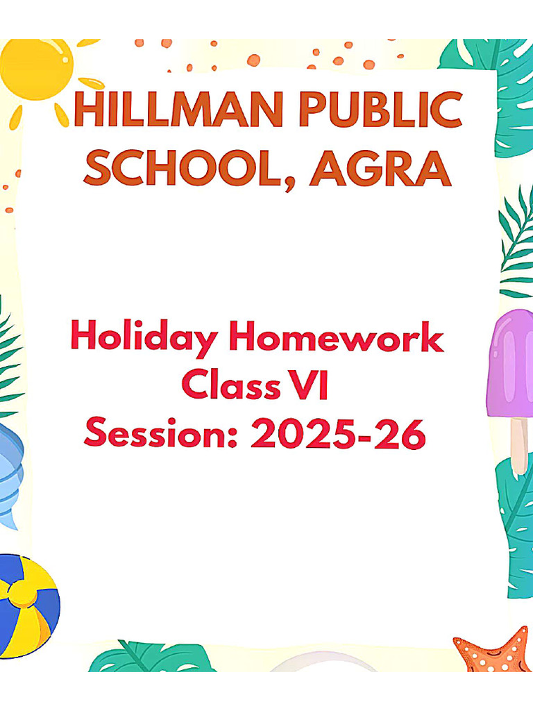 Holiday Homework Class 6 | PDF