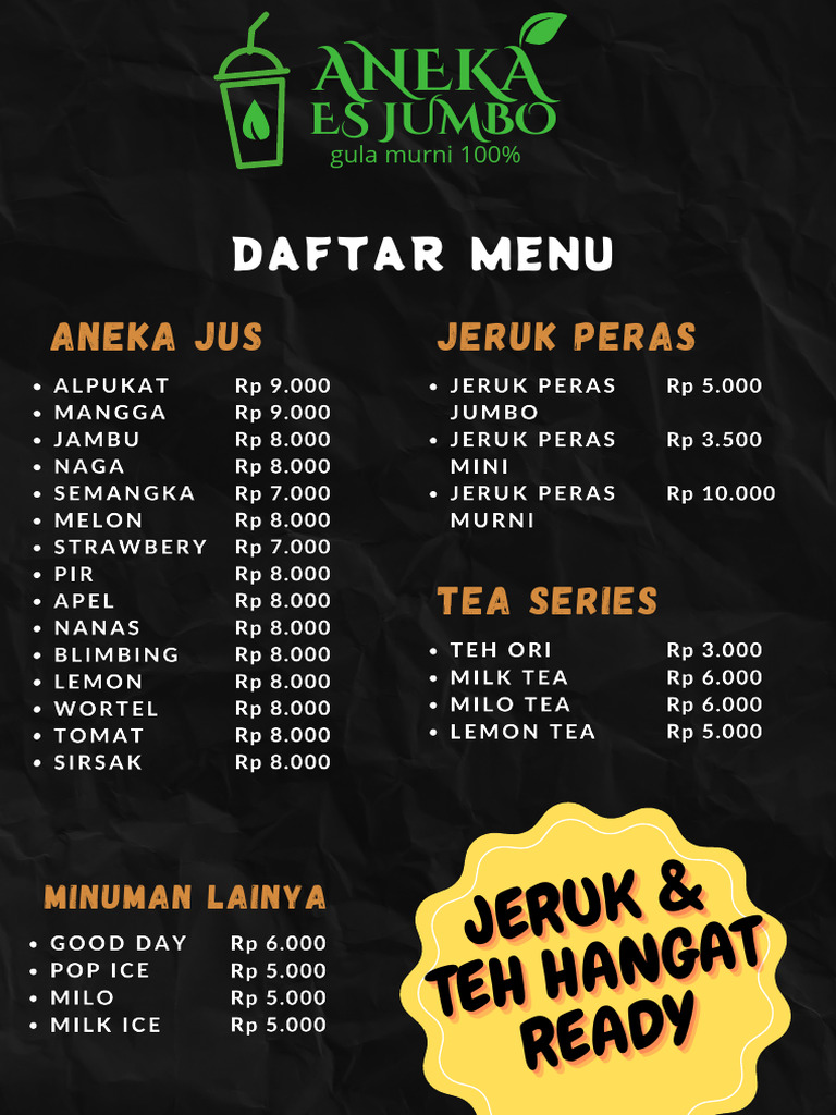 Hitam Modern Menu Makan | PDF