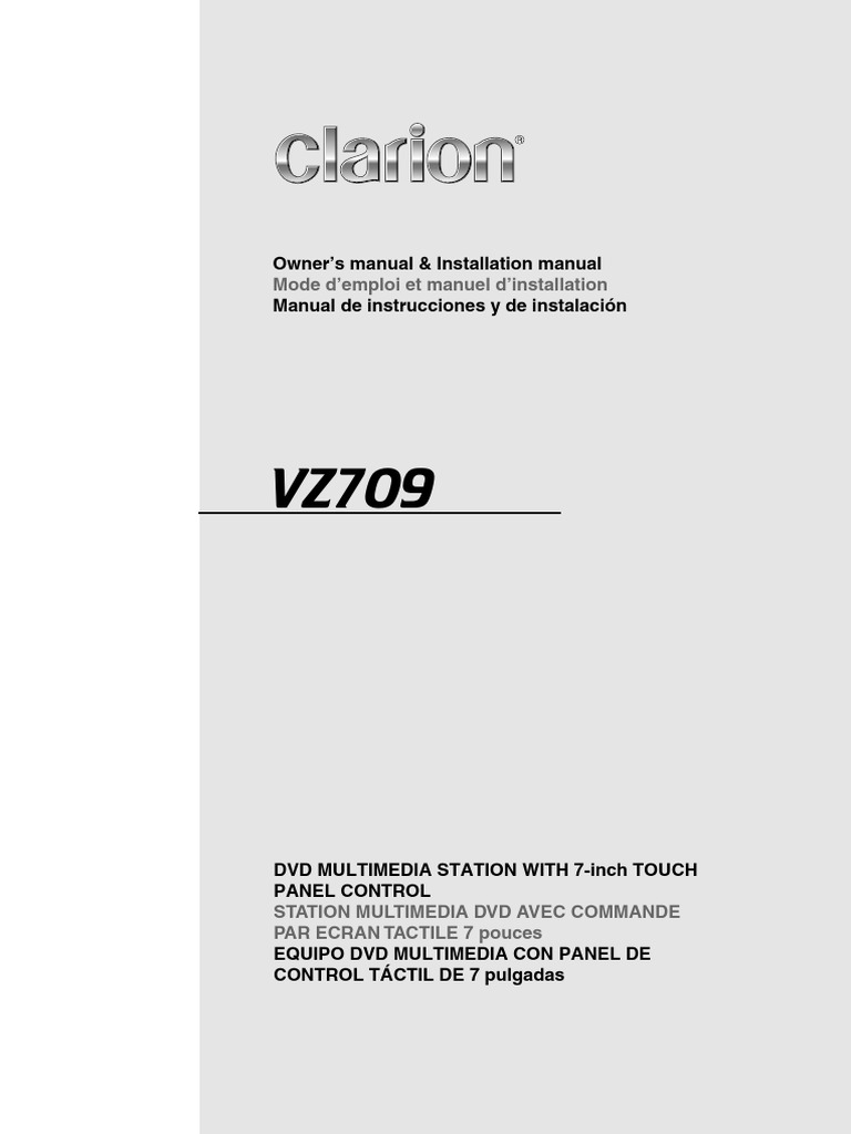 Manual Clarion VZ709 | PDF | Compact Disc | Dvd