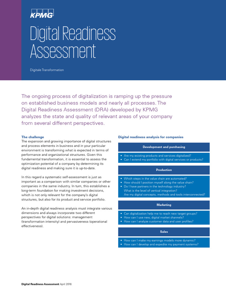 Digital Readiness Assessment Overview | PDF | Marketing | Business