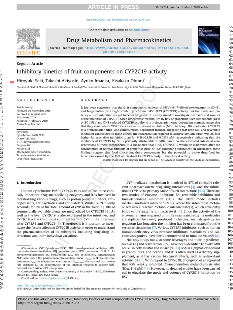 Inhibition of CYP2C19 by Fruit Components | PDF | Enzyme Inhibitor ...