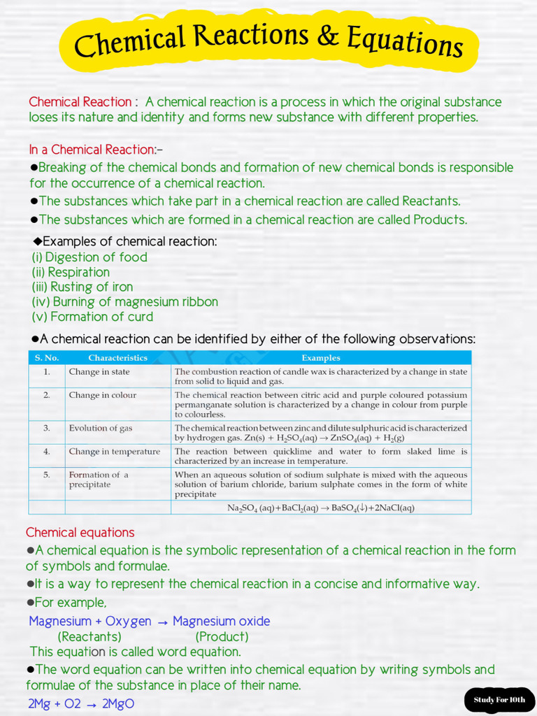 Class 10th Chemistry Chapter 1 | PDF
