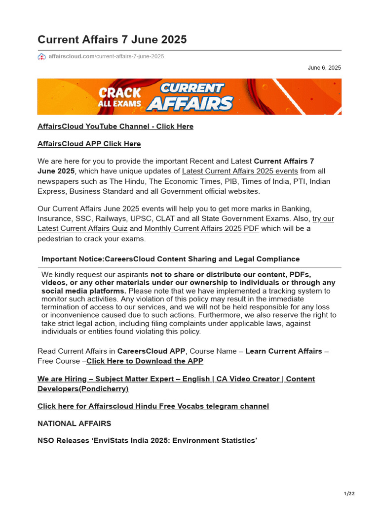 Current Affairs 7 June 2025 | PDF | Apsis | Pluto