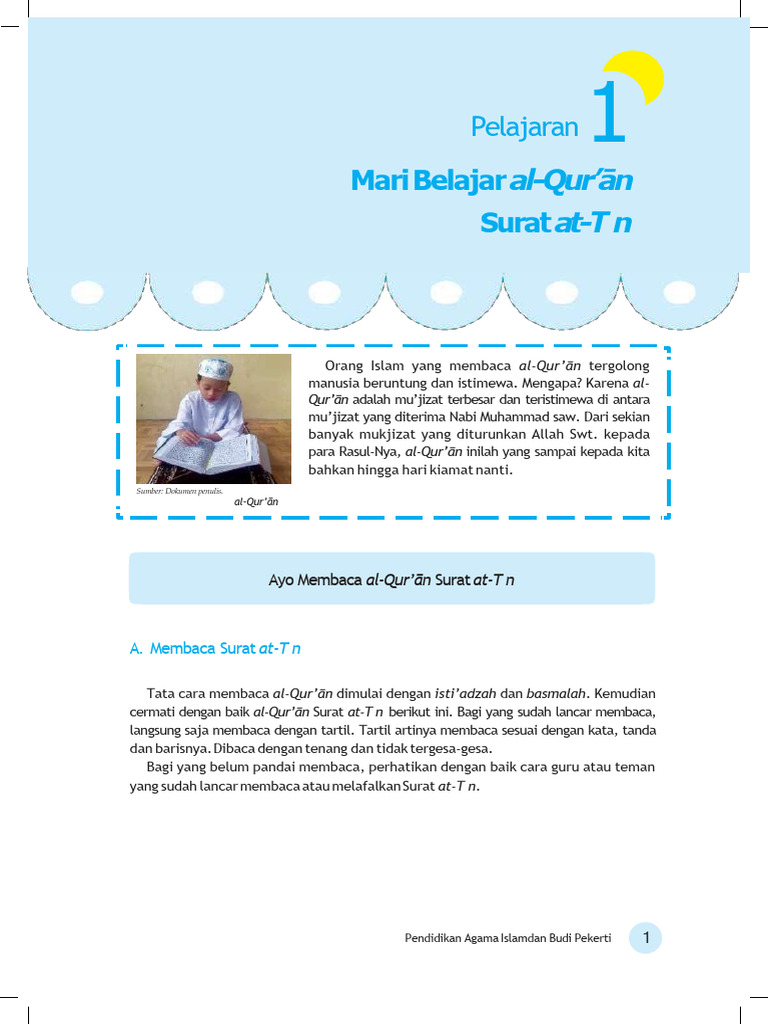 SMT 1 Mteri Ajar 1 MARI BELAJAR ALQURAN SURAT ATTIN Fix | PDF