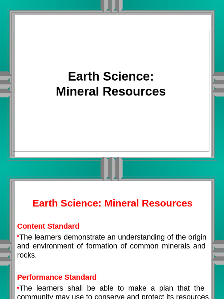 QUARTER-1 WEEK2 Mineral Resources | PDF | Mining | Ore