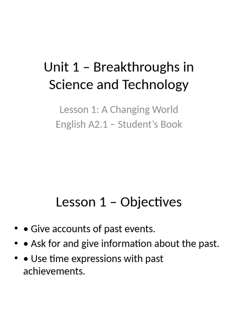 Unit 1 Lesson 1 A Changing World | PDF