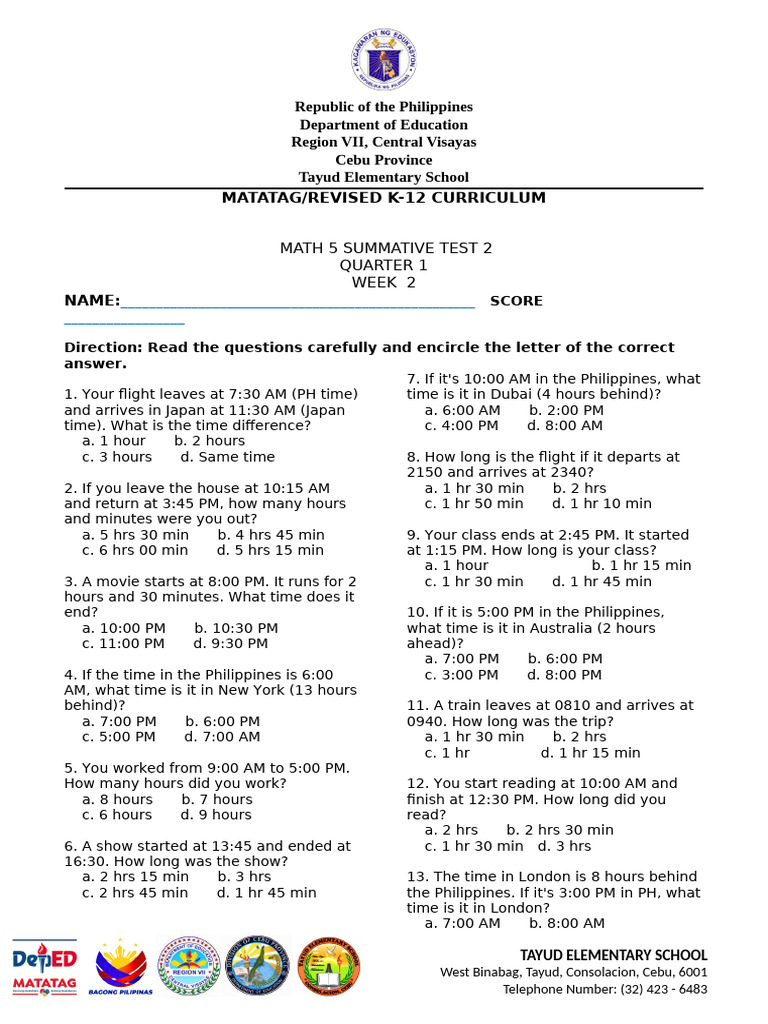 Summative Test No. 2 Math Week 2 | PDF | Chess Openings | Chess Theory