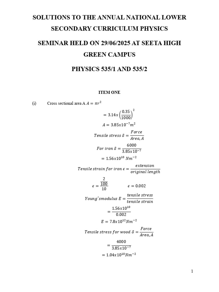 Pass Uce 2025 Physics Items and Solotions To Scenarios | PDF | Nuclear Fission | Neutron