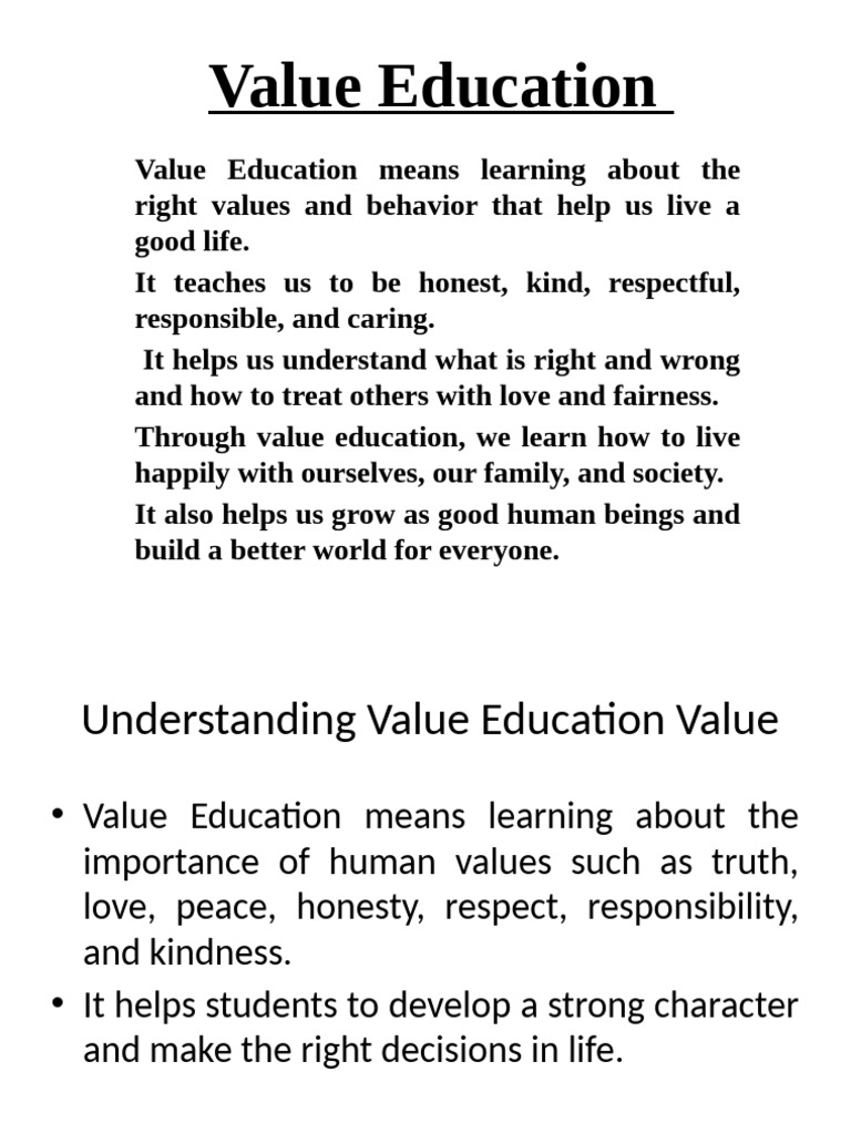 Value Education | PDF | Value (Ethics) | Peace