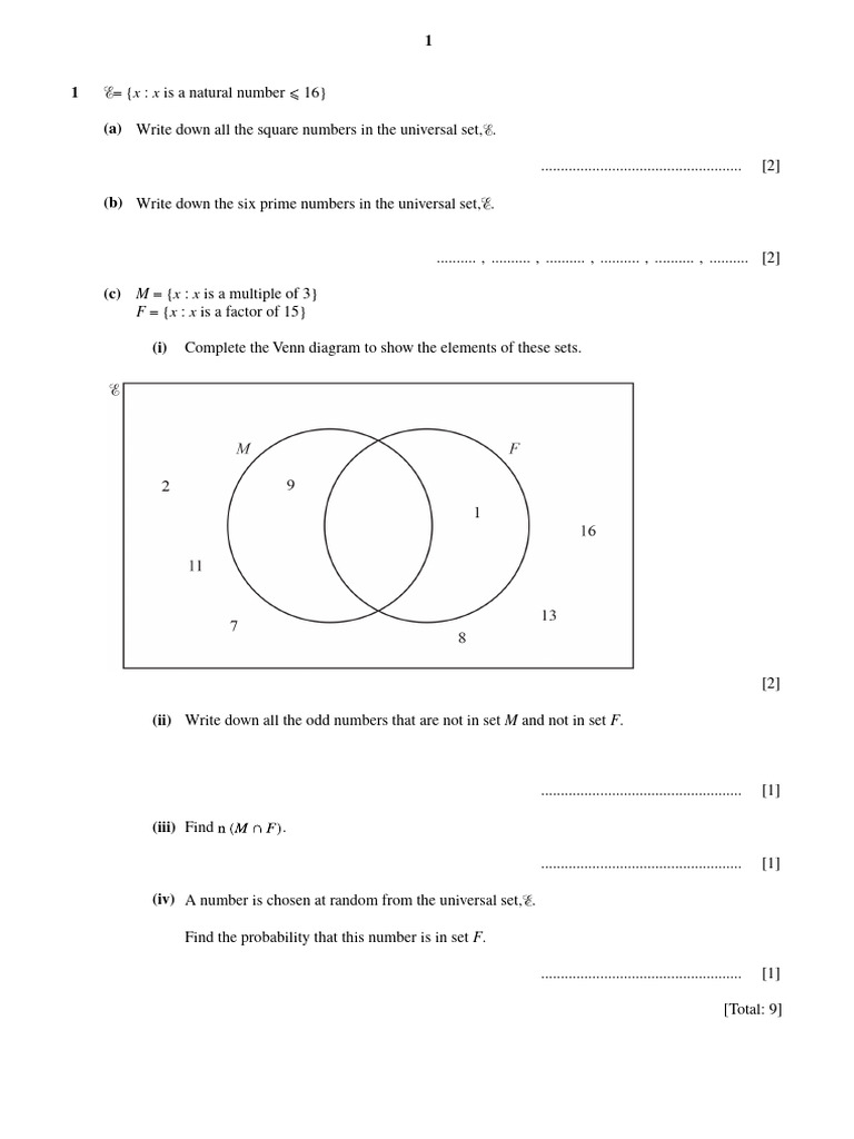 Set Notation and Venn Diagrams | PDF | Numbers | Prime Number