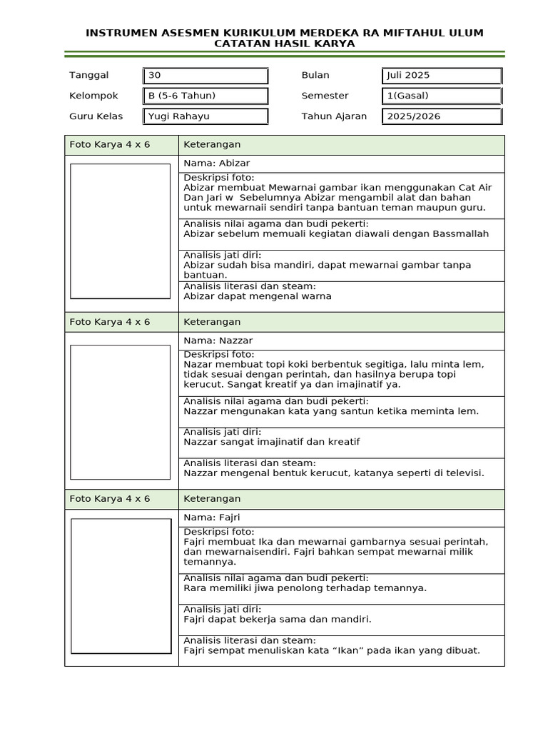 Catatan Hasil Karya KUMER.docx Miftahul Ulum | PDF