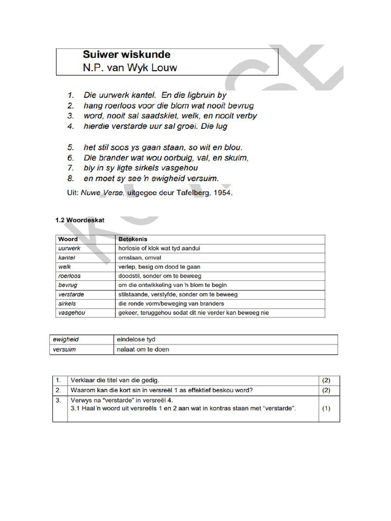 Eerste Poging Graad 12 Gedigte | PDF