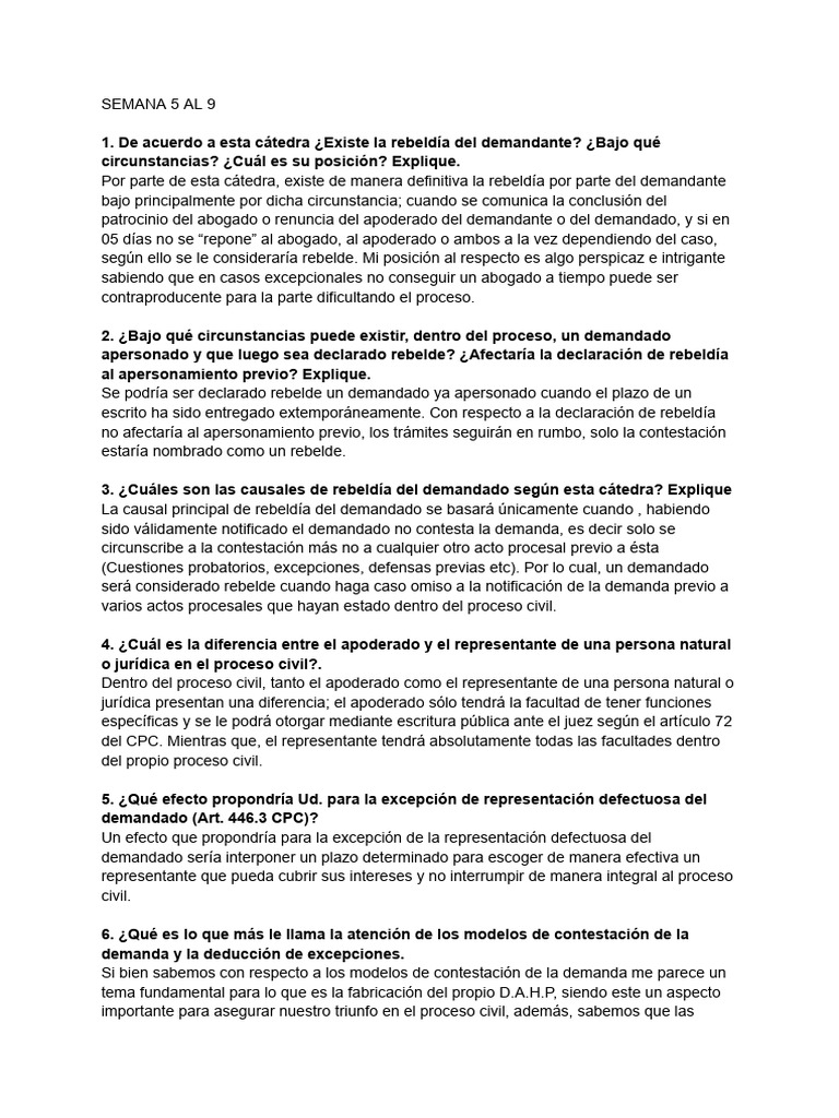 Rebeldía en el Proceso Civil: Causas y Efectos | PDF | Demanda judicial ...