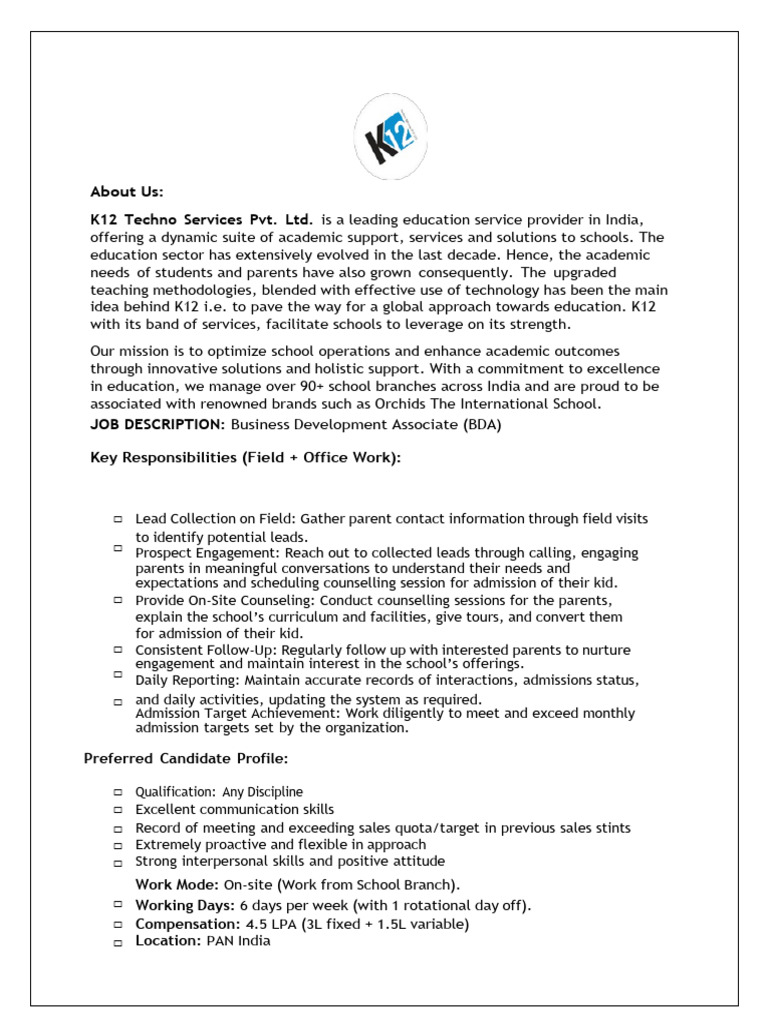 Job Description - Business Development Associate | PDF