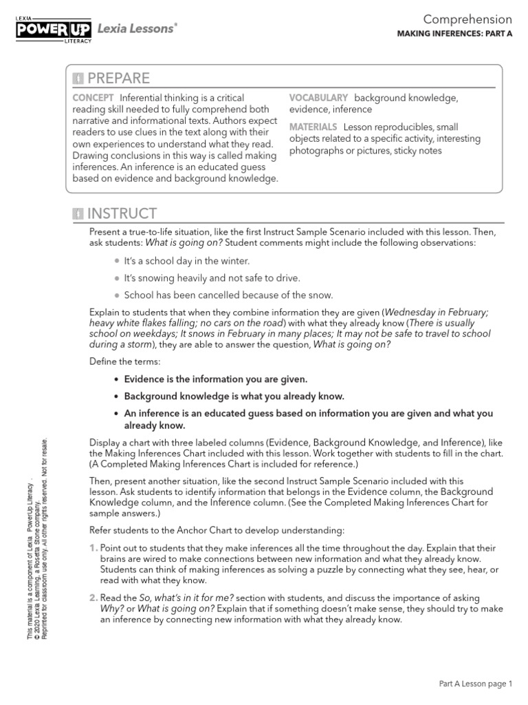 Making Inferences Lesson Guide | PDF | Reading Comprehension