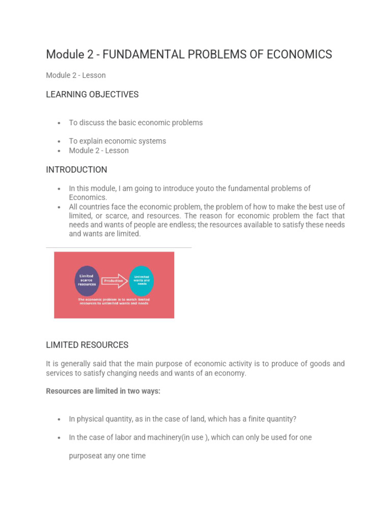 Fundamental Problems of Economics | PDF | Economic System | Economics