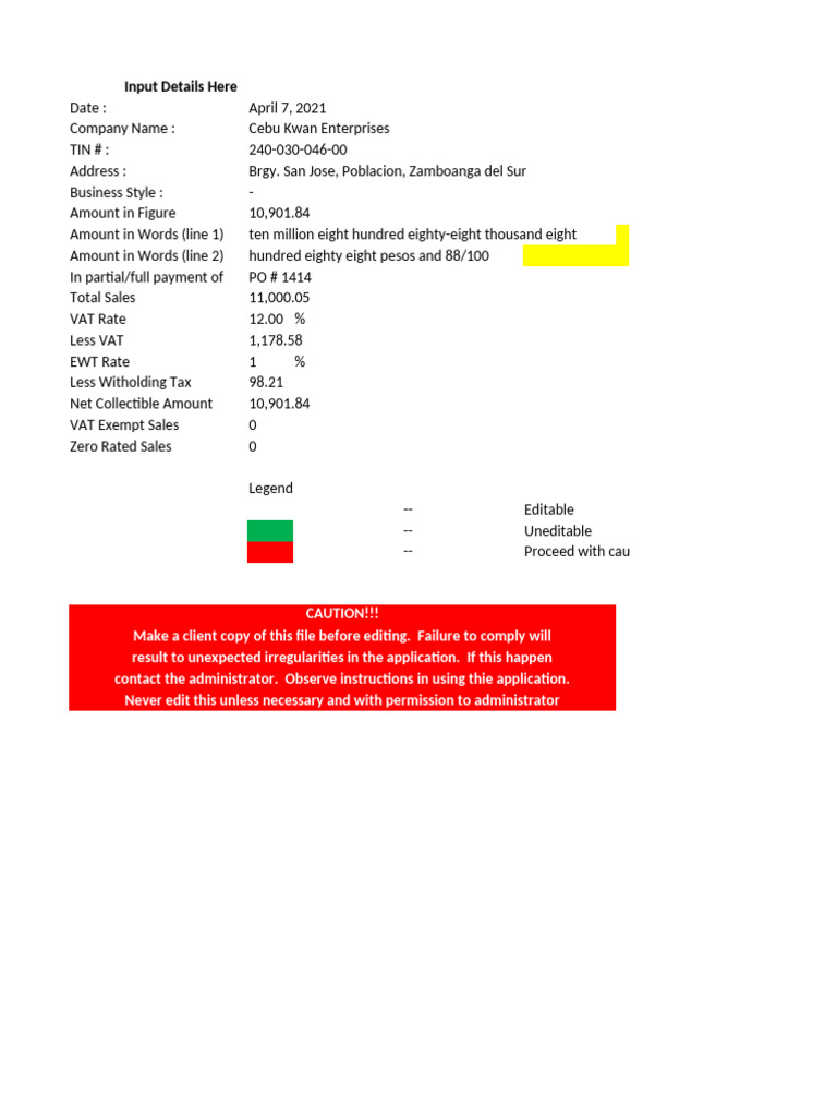 Cebu Kwan 040721 - Receipts Template02052021 | PDF | Value Added Tax ...