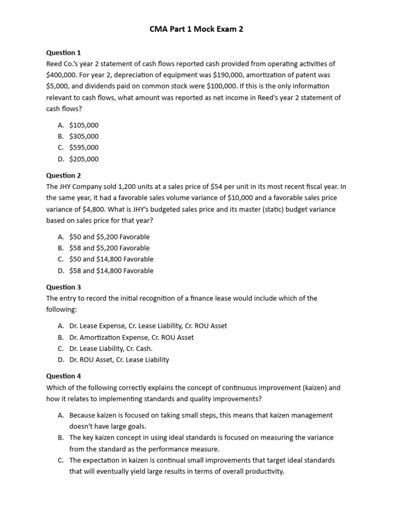 CMA Part 1 Mock Exam Overview | PDF | International Financial Reporting ...