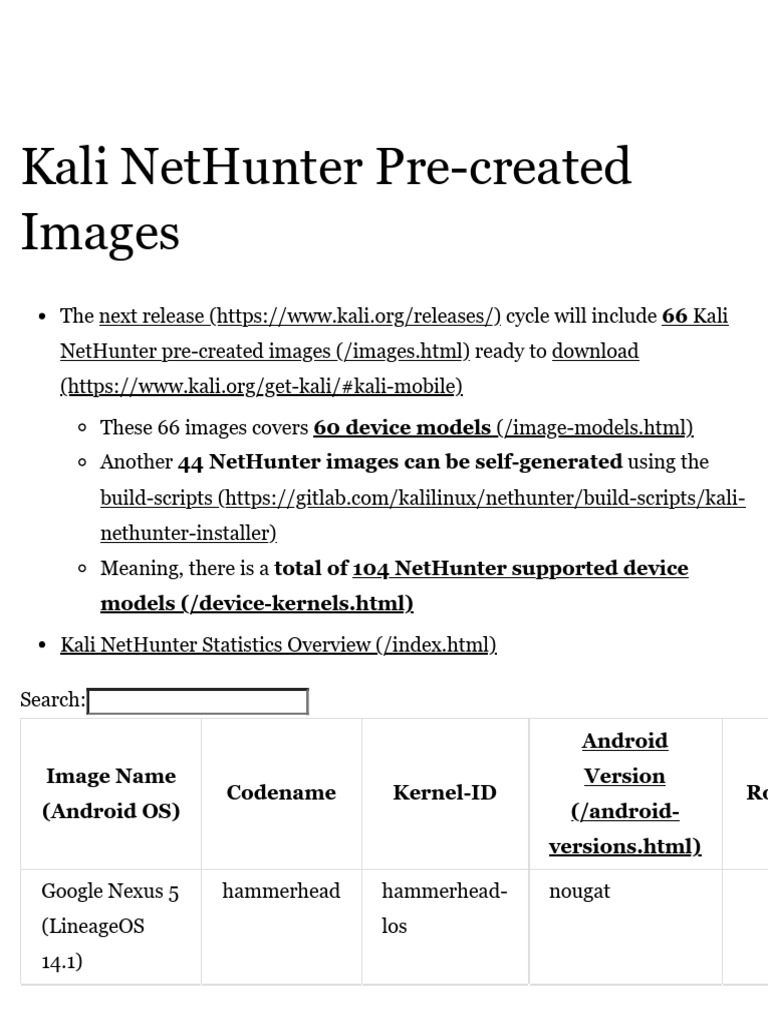 Kali NetHunter Supported Devices List | PDF | Android (Operating System ...