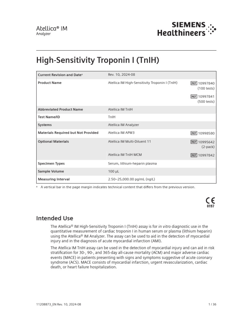 High-Sensitivity Troponin I Overview | PDF | Myocardial Infarction ...