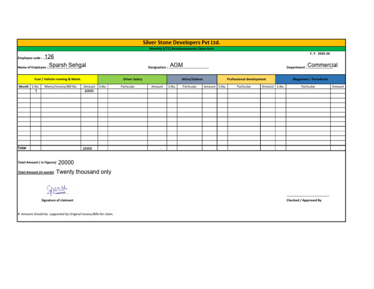 Monthly CTC Reimbursement Claim Form | PDF