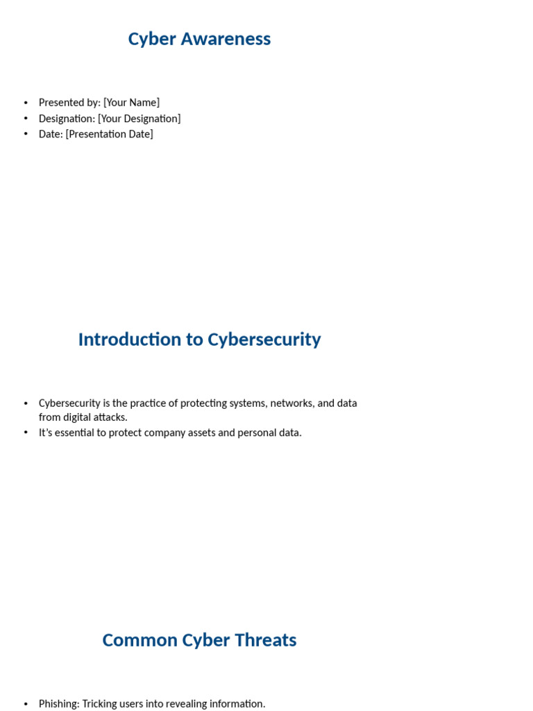 Structured Cyber Awareness Presentation | PDF