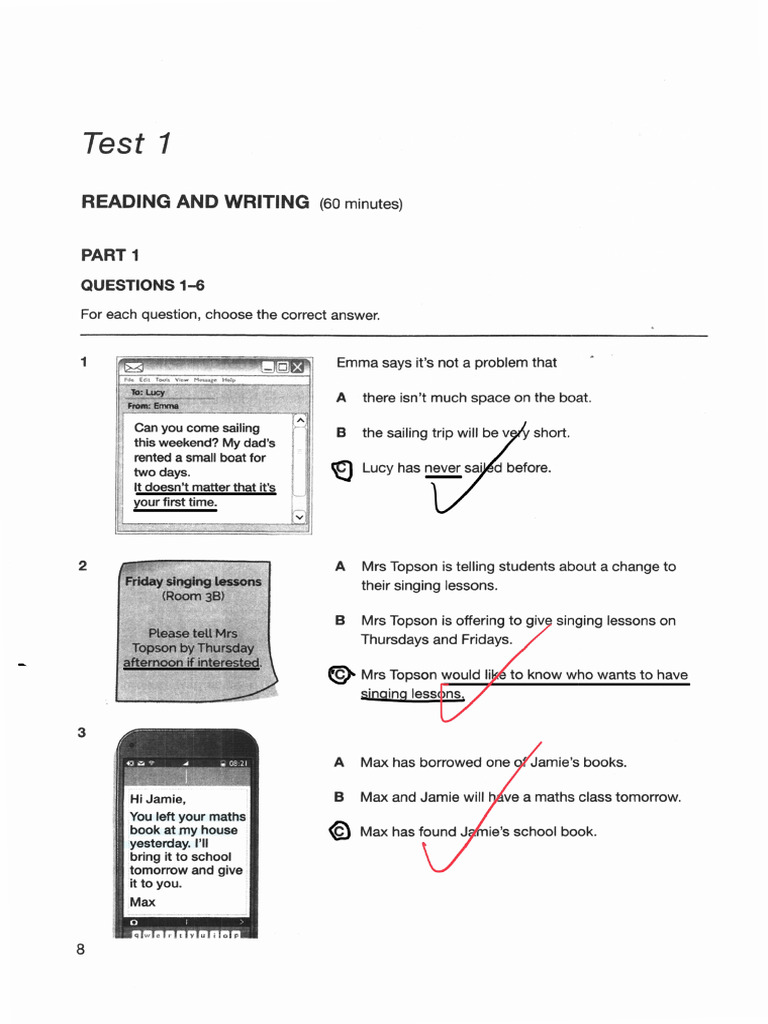 A2 Key-2 Test 1 | PDF