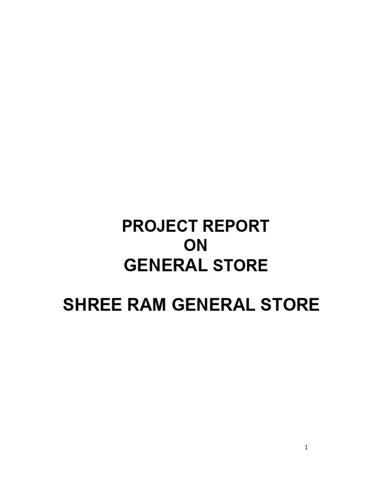 Project Report: Shree Ram General Store | PDF | Grocery Store | Economies