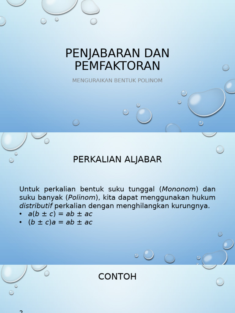 Kelas 9 Penjabaran Dan Pemfaktoran | PDF