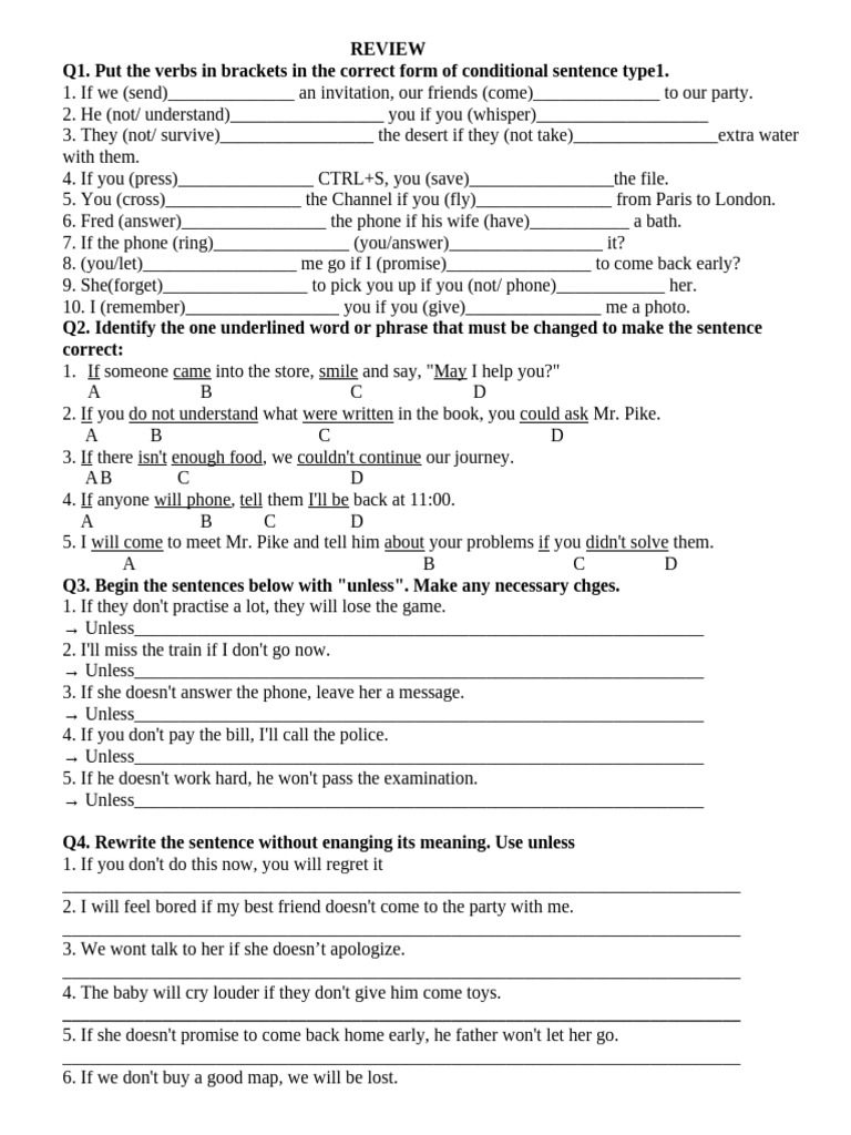 Conditional Sentences Practice Exercises | PDF