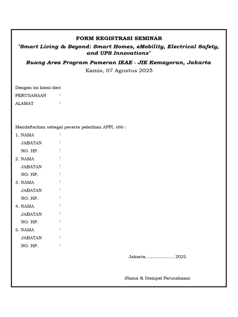 Form Registrasi Peserta Seminar 2025 | PDF