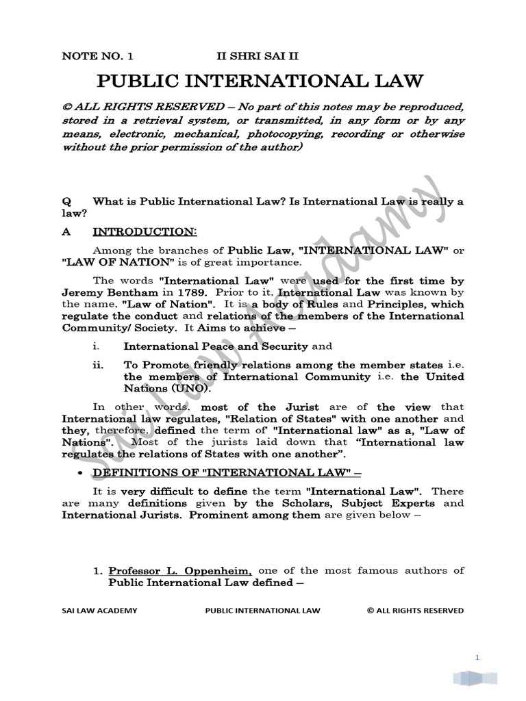 Overview of Public International Law | PDF | International Law | Treaty