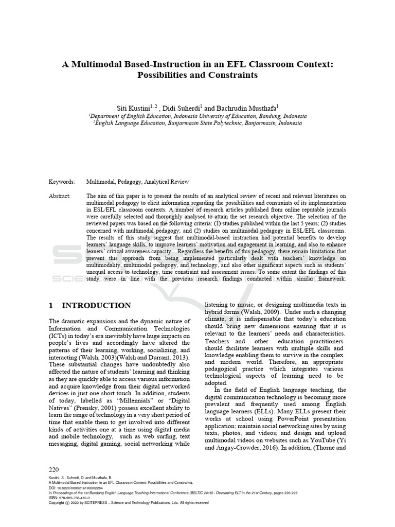 A Multimodal Based-Instruction in An EFL Classroom Tác Dụng | PDF ...