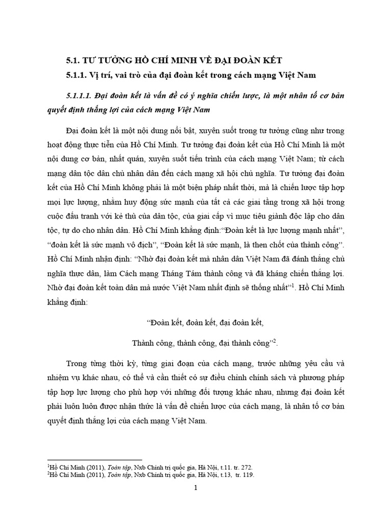 Tu Tuong Ho Chi Minh Ve Dai Doan Ket | PDF