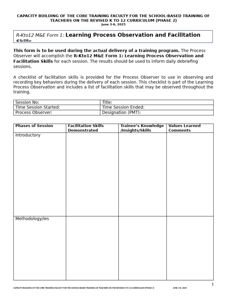 R-Kto12 M&E Form 1 - Learning Process Observation and Facilitation ...