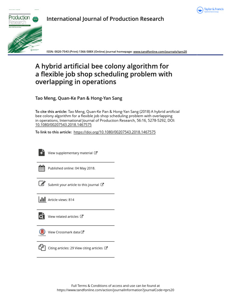 A Hybrid Artificial Bee Colony Algorithm For A Flexible Job Shop ...