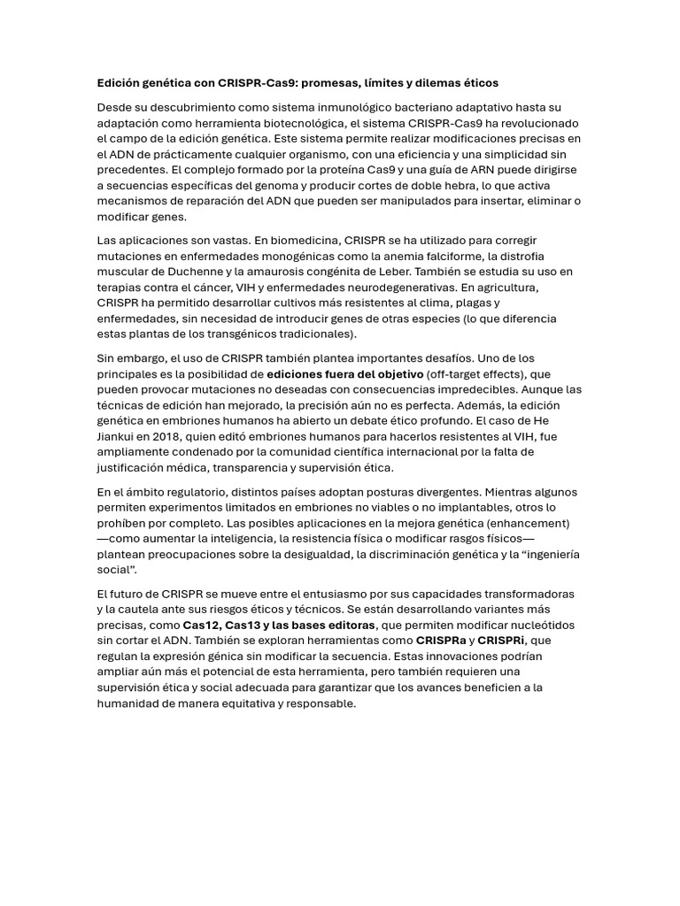 Edición Genética Con CRISPR | PDF | Crispr | Genética