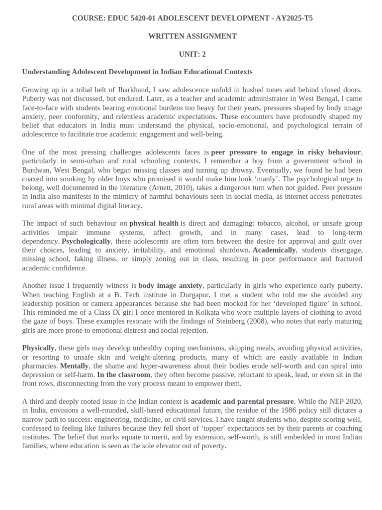 WA | PDF | Adolescence | Behavioural Sciences