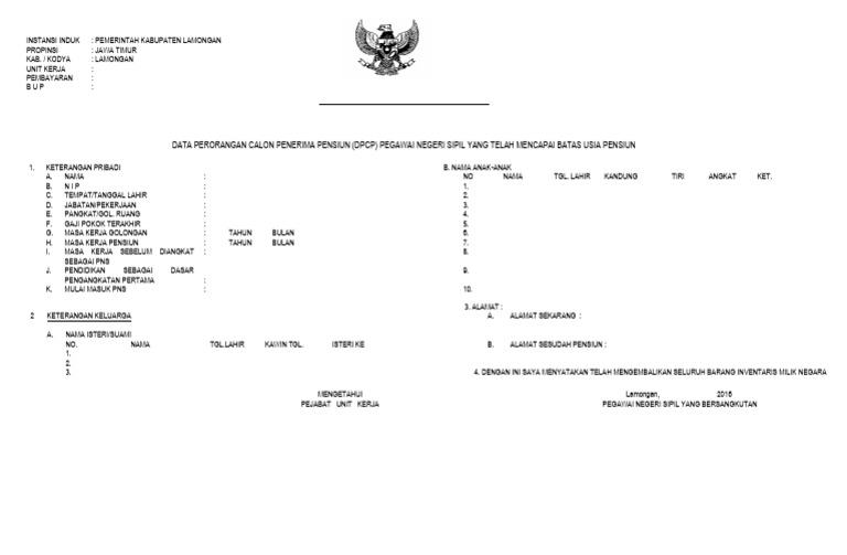 Format DPCP Pensiun PNS 2023 | PDF