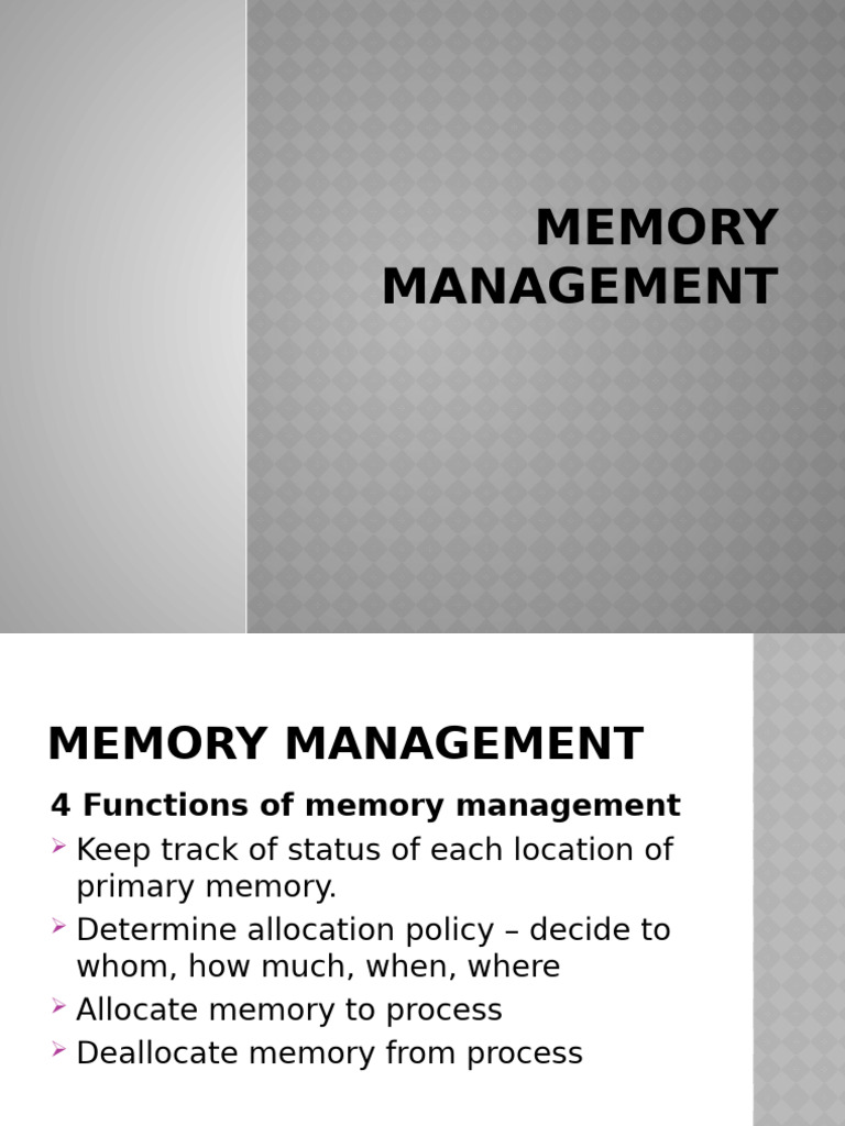 Memory Management - OS | PDF