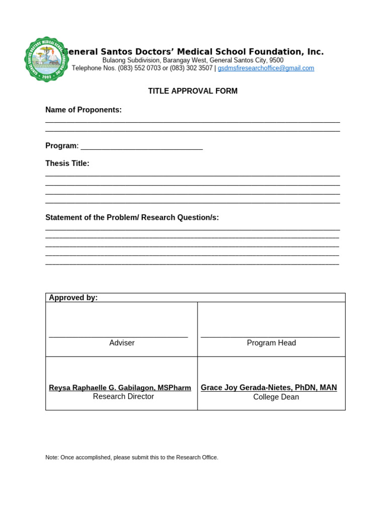 3D TitleApprovalForm | PDF