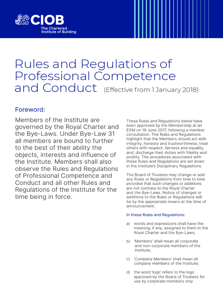 Rules and Regulation of Professional Competence and Conduct | PDF ...