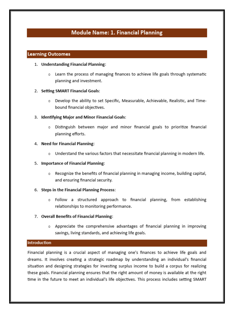 Financial Planning: Goals and Strategies | PDF | Financial Services | Money