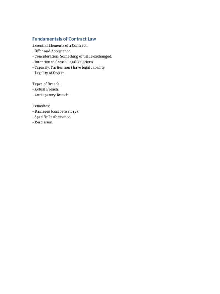 Contract Law Essentials Explained | PDF