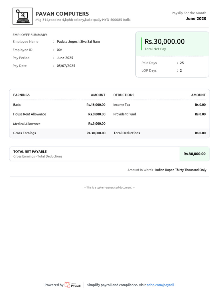 Payslip 001 Jul 2025 6762043970101076518 1752048825867 | PDF