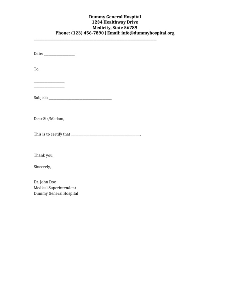 Dummy Hospital Letterhead | PDF