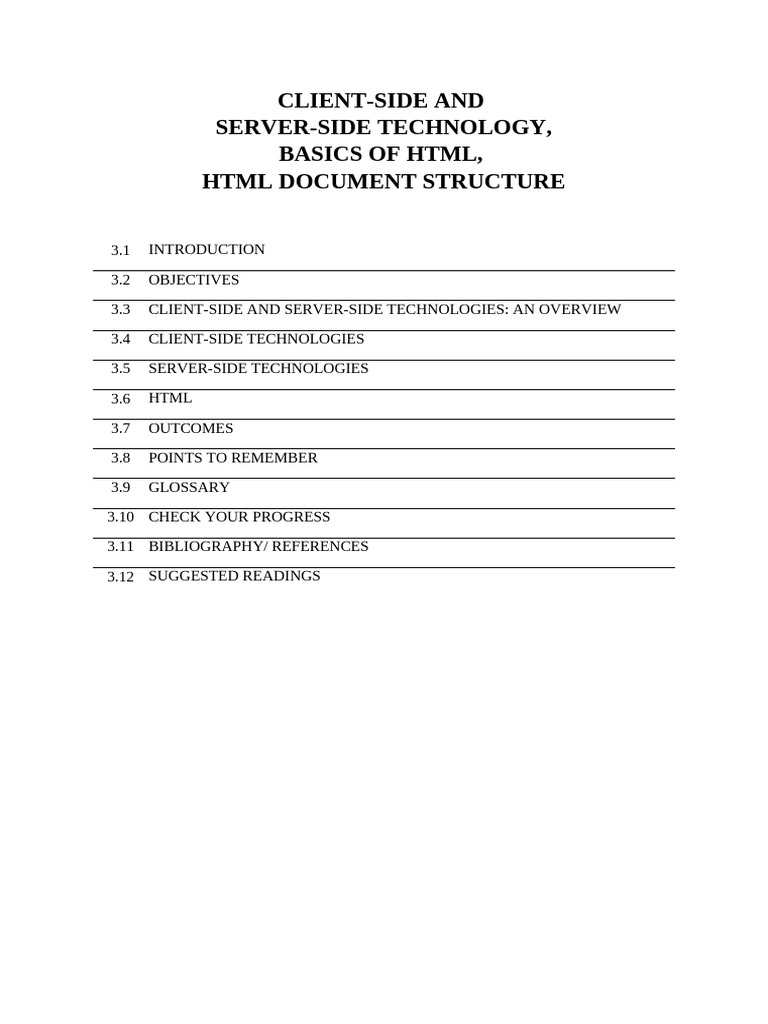 3 Client-Side and Server-Side Technologies Basics of HTML HTML Document Structure | PDF | Html ...