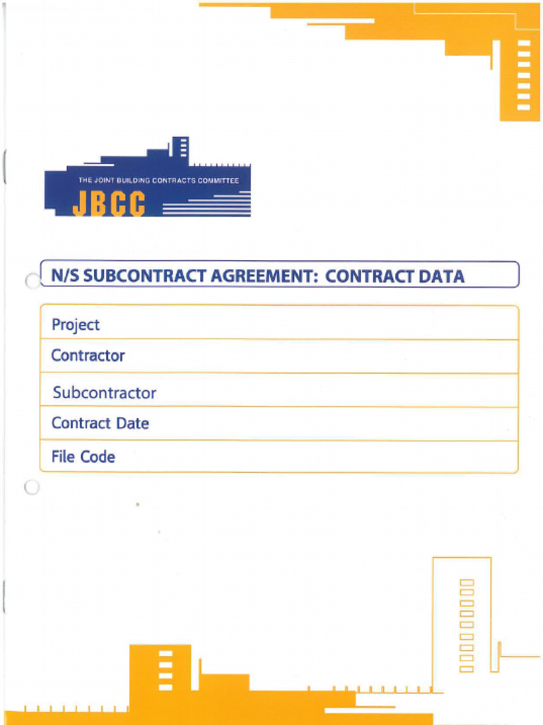 JBCC - NS Sub-Contract Agreement (Contract Data) Edition 6.0 (September ...