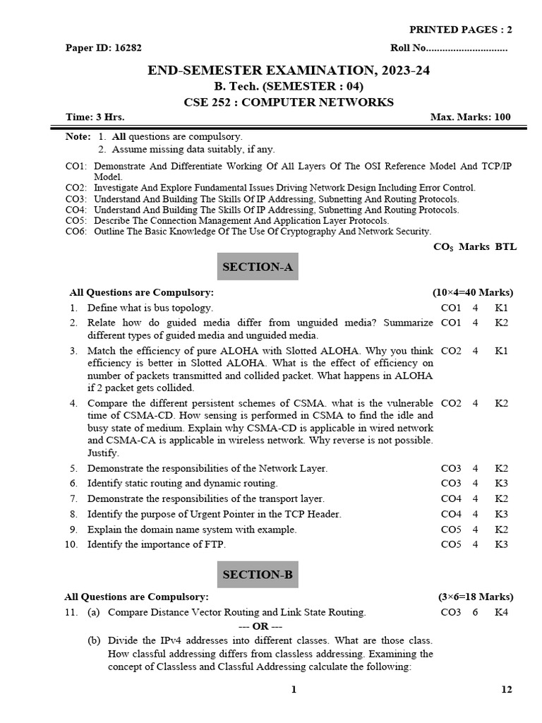 Cse 252 Computer Networks 2023-24 (Even Term) | PDF | Internet Protocols | Computer Network