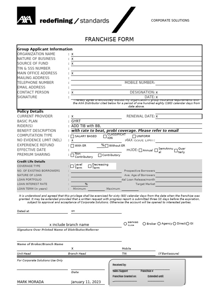 Franchise Enquiry Form Template | PDF | Financial Services